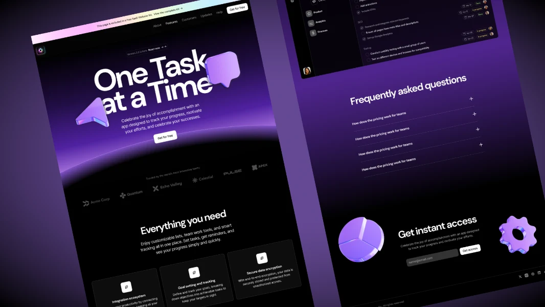 Dark Saas Landing Page Resource Bundle Preview